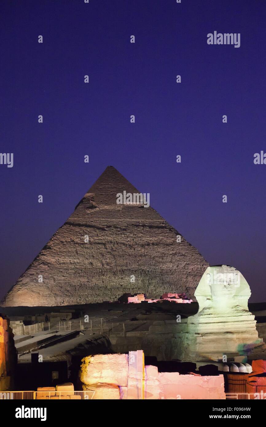 Sound and light show at the Great Pyramid of Giza, Giza, Egypt Stock ...