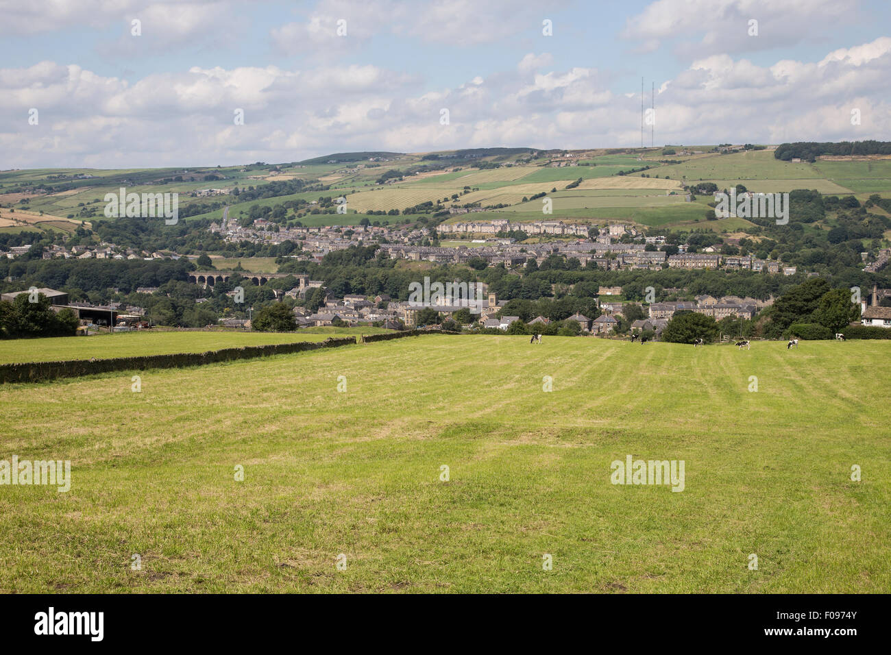 View of Slaithwaite village in the Colne Valley West Yorkshire Stock ...