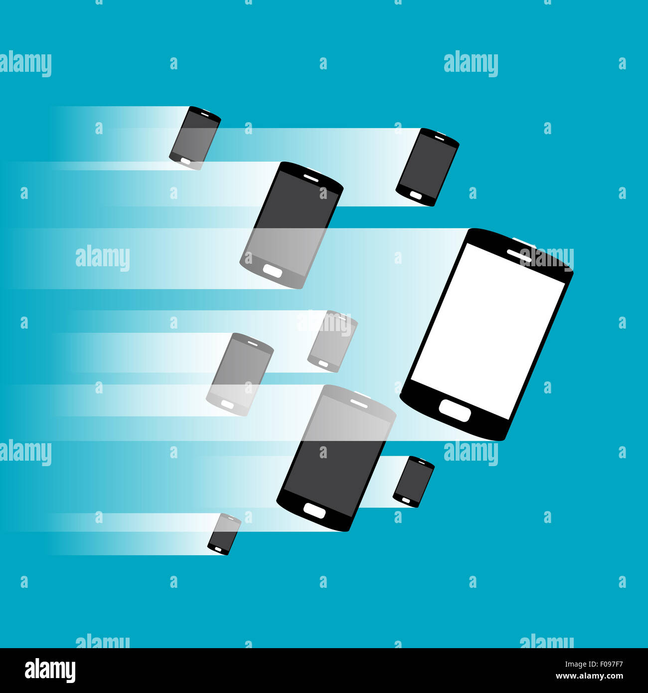 Vector illustration of phones under impression of movement Stock Photo ...