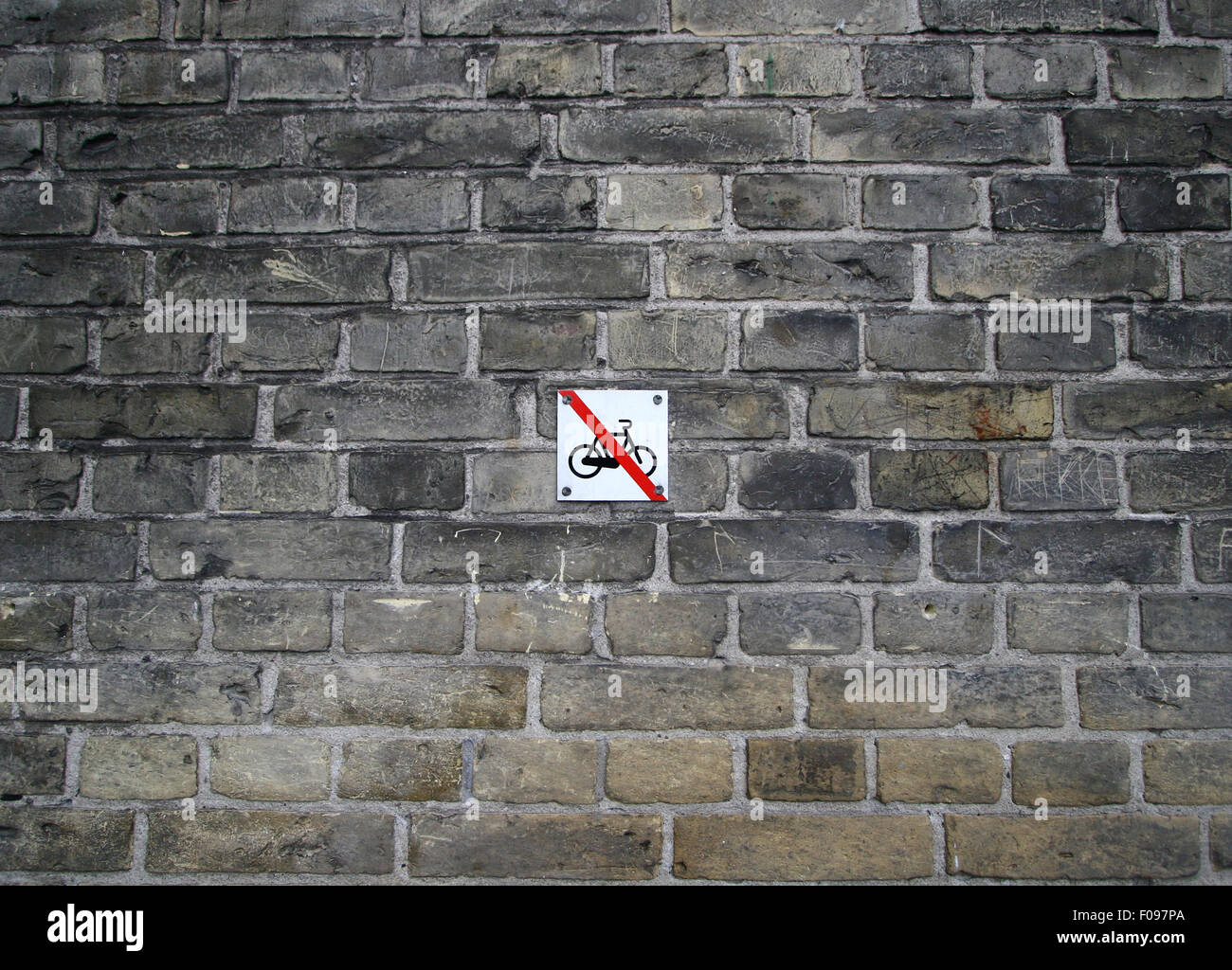 sign no bike on a wall in denmark Stock Photo - Alamy