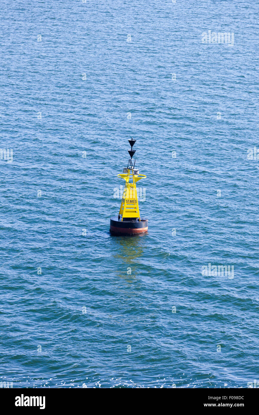 English Channel navigation buoy in Poole Harbour, Dorset UK Stock Photo ...