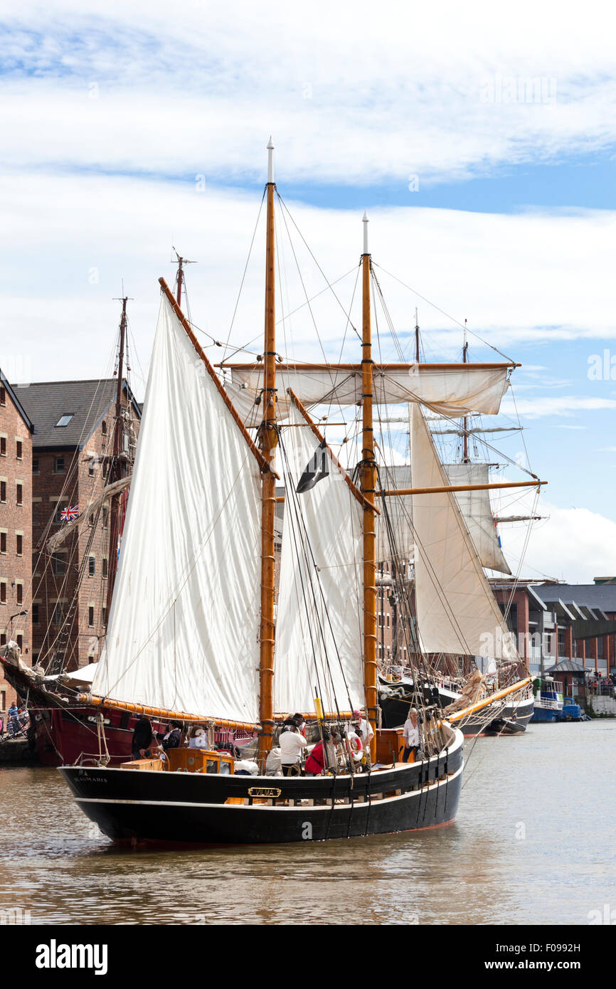 The topsail schooner Vilma playing pirates at the Gloucester Tall Ships ...