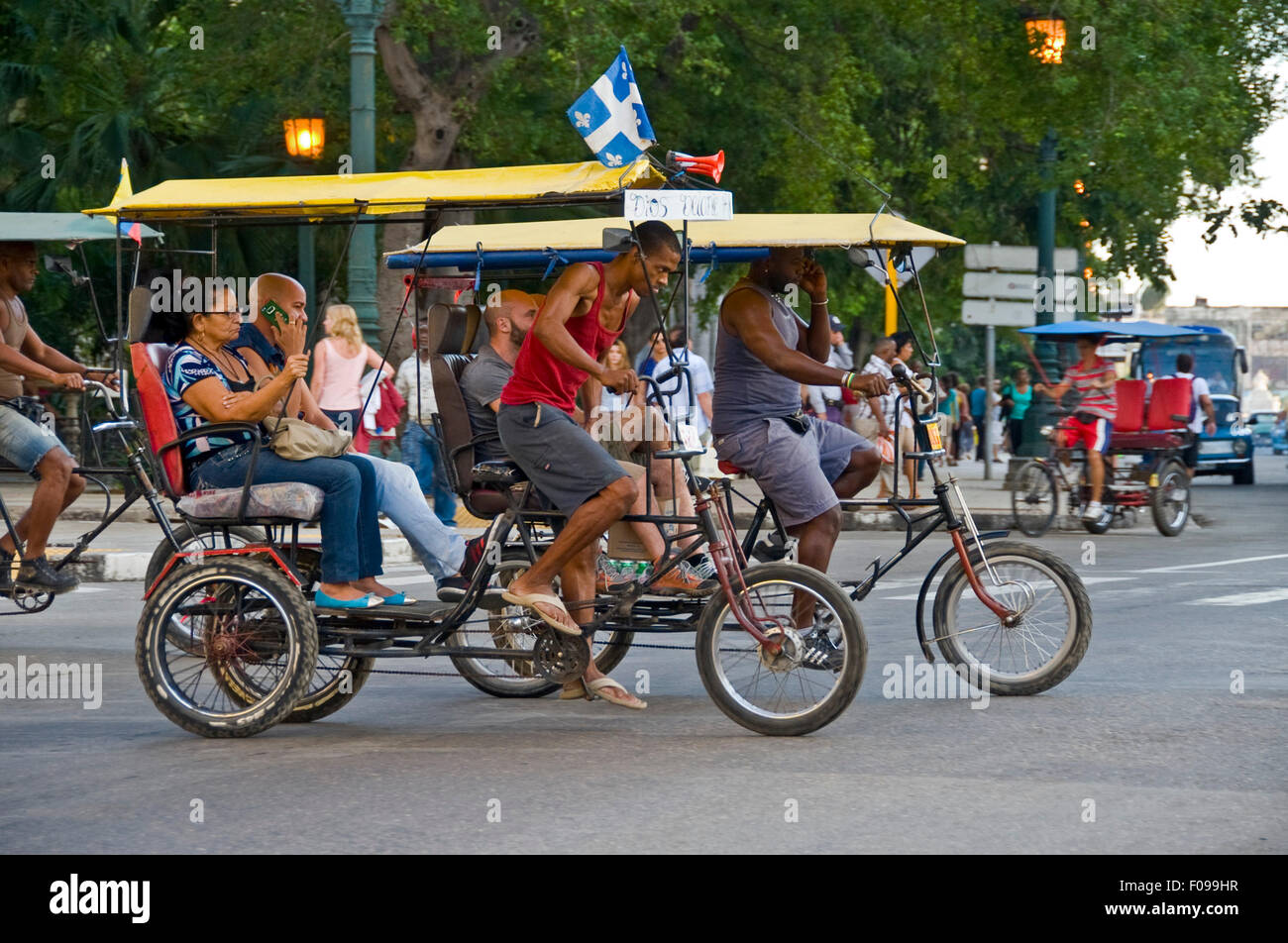 Horizontal view of bicitaxis in Havana, Cuba Stock Photo - Alamy
