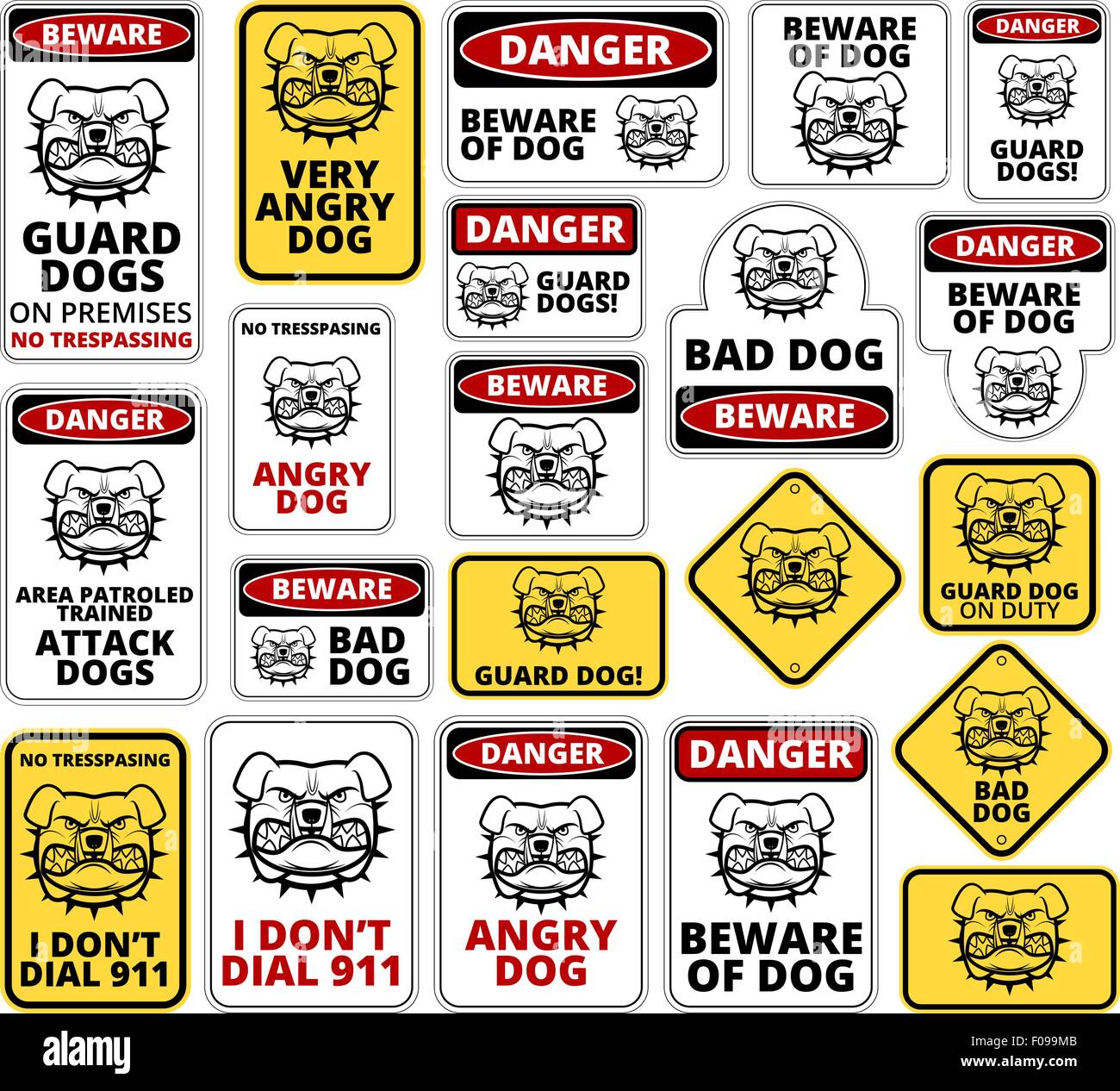 Vicious dog warning sign Stock Vector Images - Alamy
