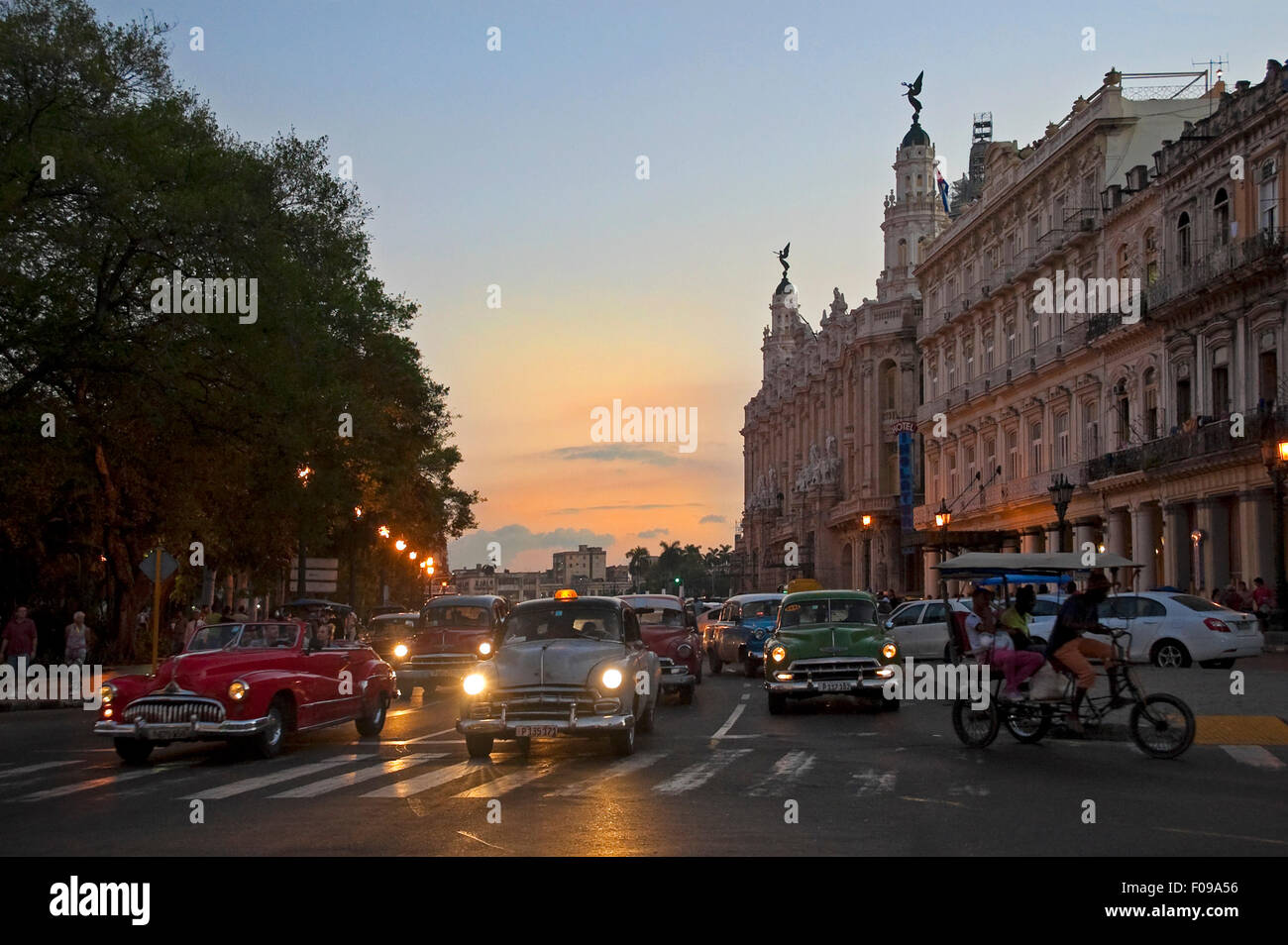 Horizontal evening street view in Havana, Cuba Stock Photo - Alamy