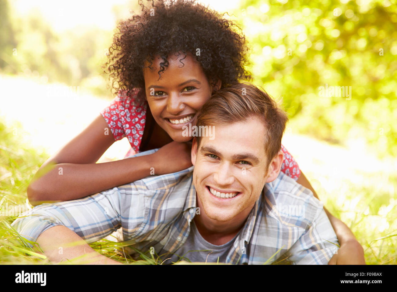 Couple having fun together in the countryside Stock Photo - Alamy