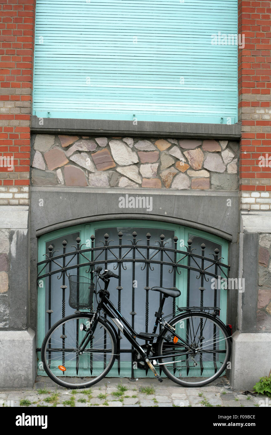urban street scenes with bikes on a street in holland in Leiden Stock ...