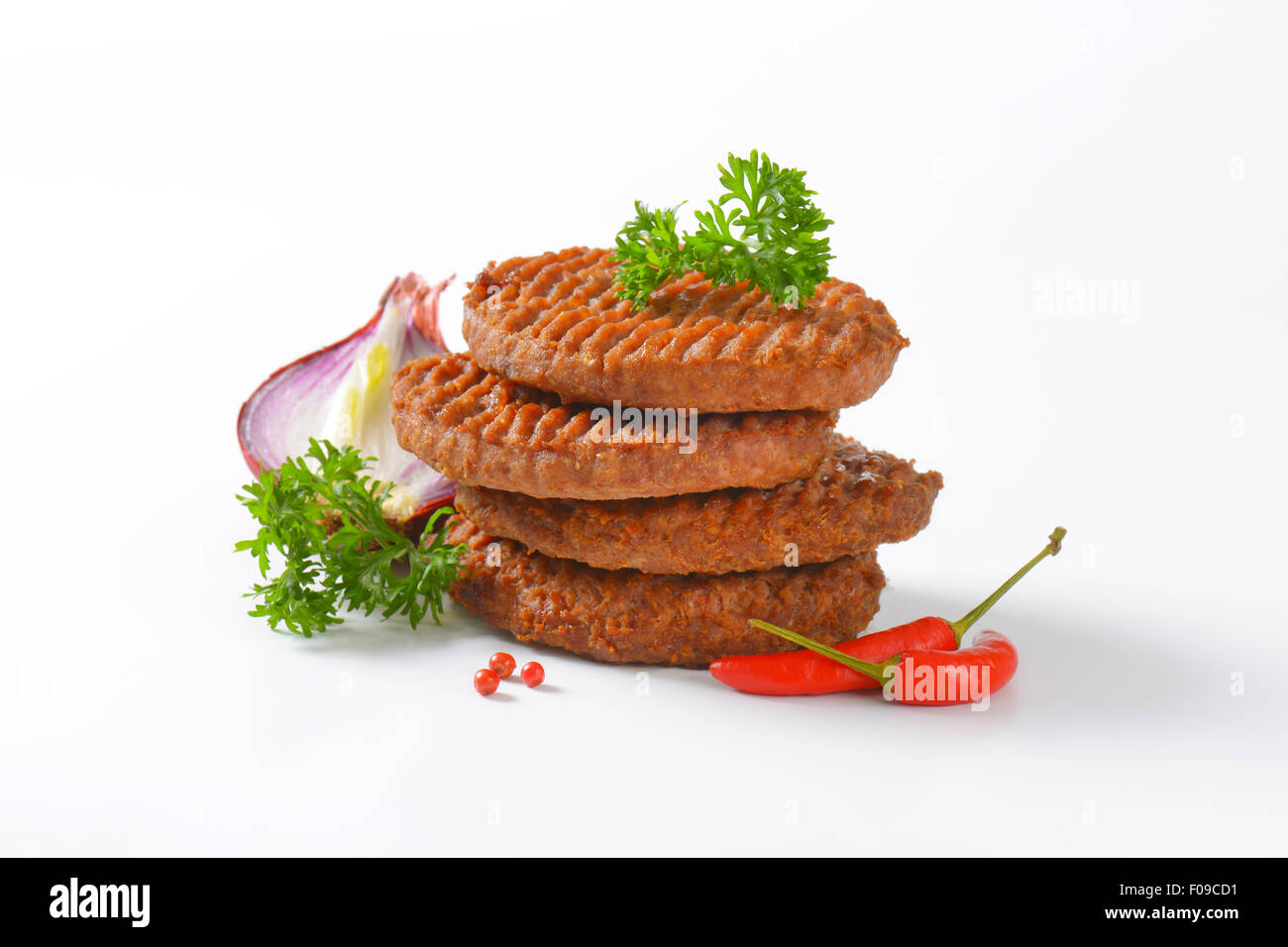 Stack of Grilled Beef Burger Patties Stock Photo - Alamy