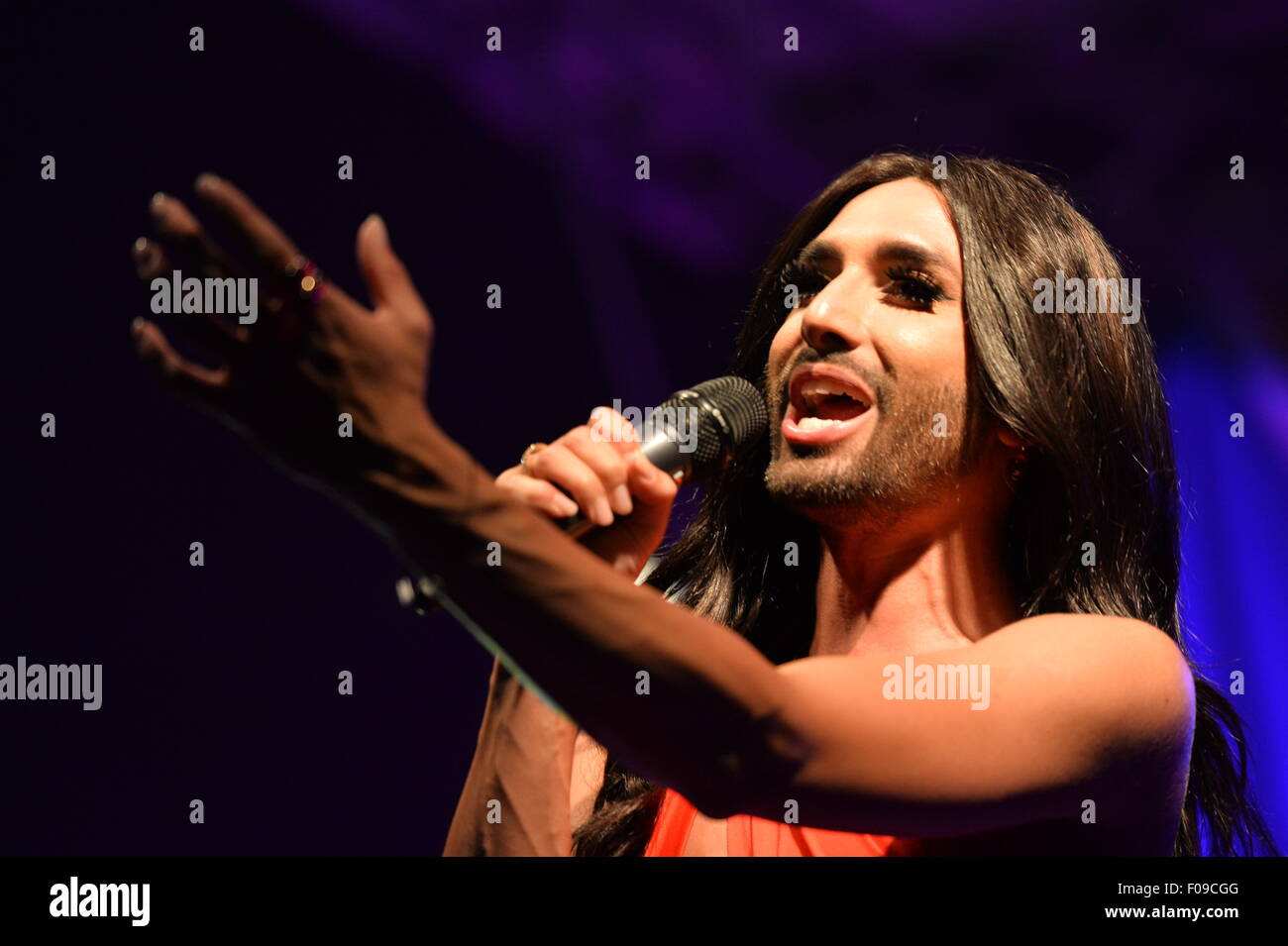 Austrian singer Conchita Wurst performs at the opening of the 5th ...
