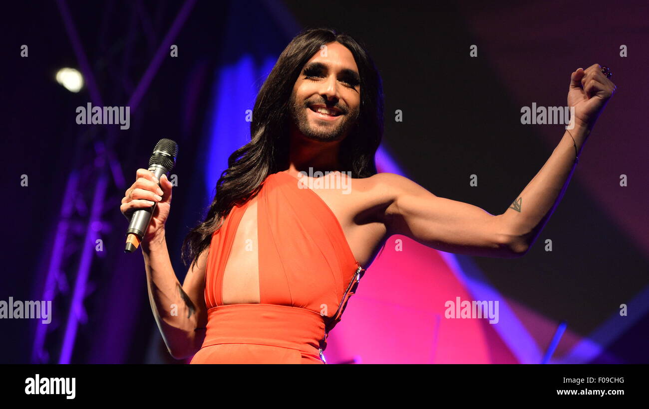 Prague, Czech Republic. 10th Aug, 2015. Austrian singer Conchita Wurst ...