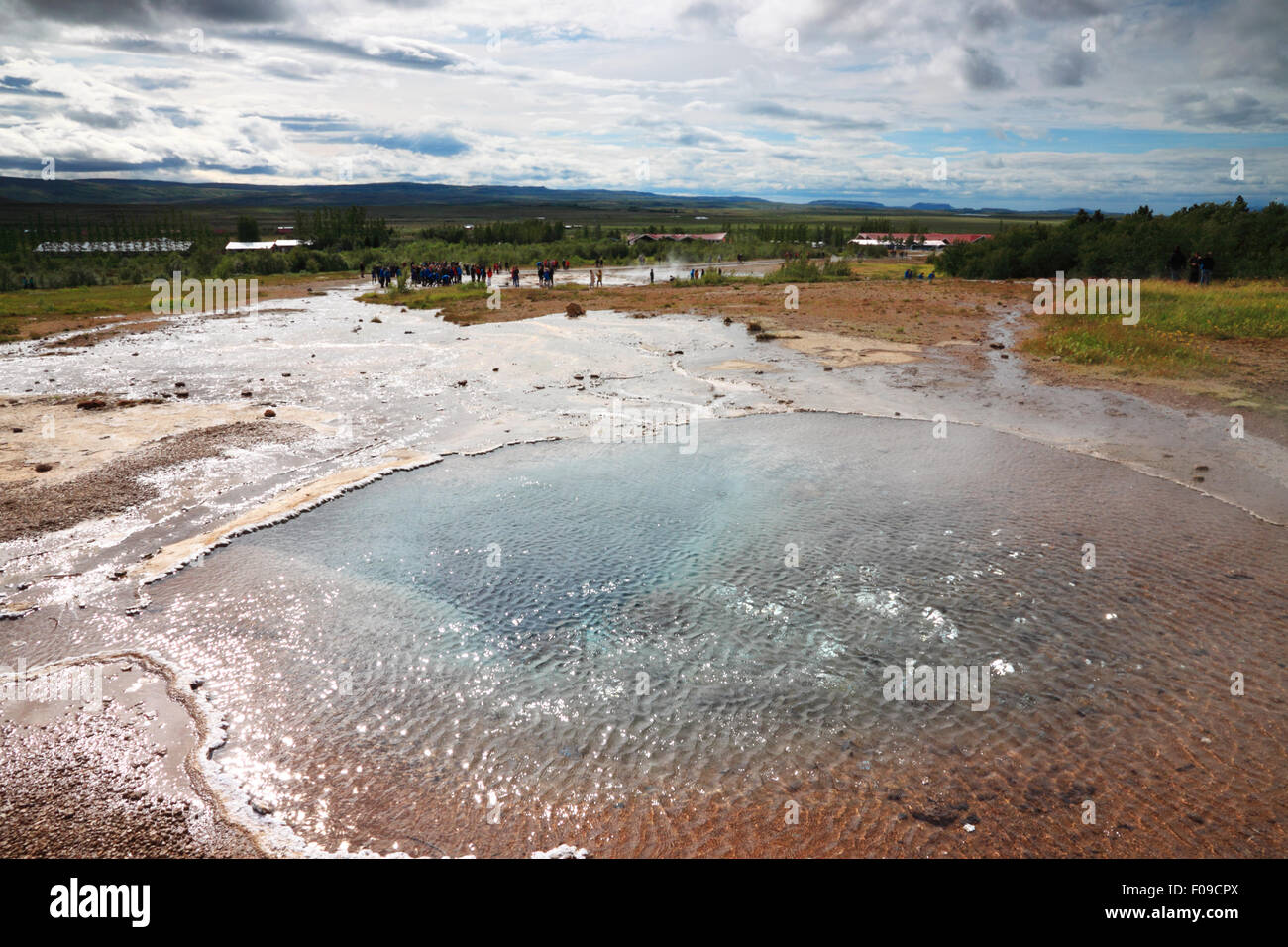 Two hot water pools amid a volcanic landscape Stock Photo - Alamy