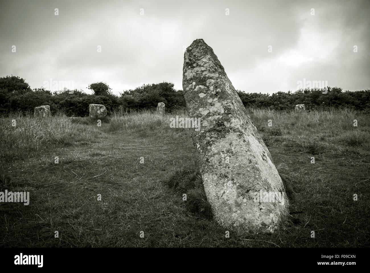 The unusual angled central stone of Boscawen-Un Bronze Age Stone Circle ...