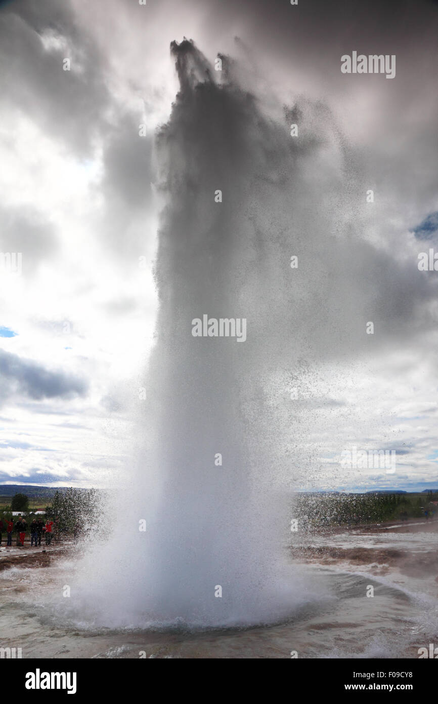 A water spout eruption amid a volcanic landscape Stock Photo - Alamy