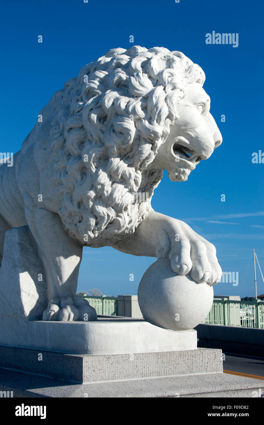 Lion Statue Bridge Of Lions Intercoastal Waterway Saint Augustine