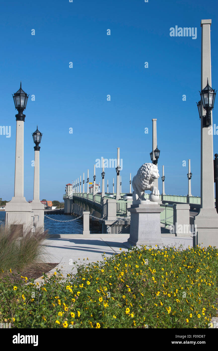 Lion Statue Bridge Of Lions Intercoastal Waterway Saint Augustine