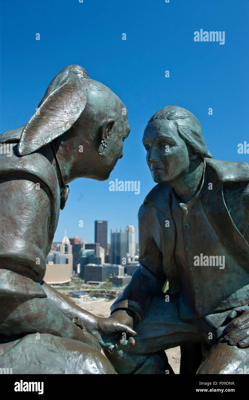 GEORGE WASHINGTON AND CHIEF GUYASUTA STATUES PITTSBURGH PENNSYLVANIA ...