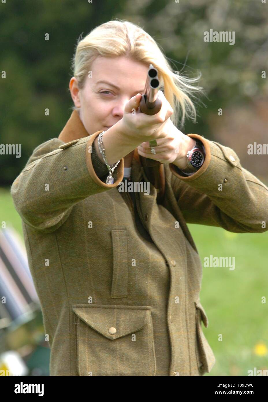 Jemma Kidd at a clay pigen shoot beaconsfield buckinghamshire england ...