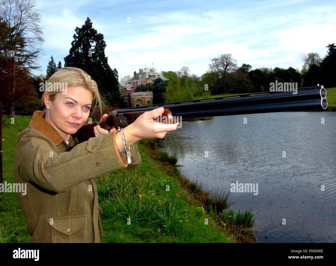 Jemma Kidd at a clay pigen shoot beaconsfield buckinghamshire england ...