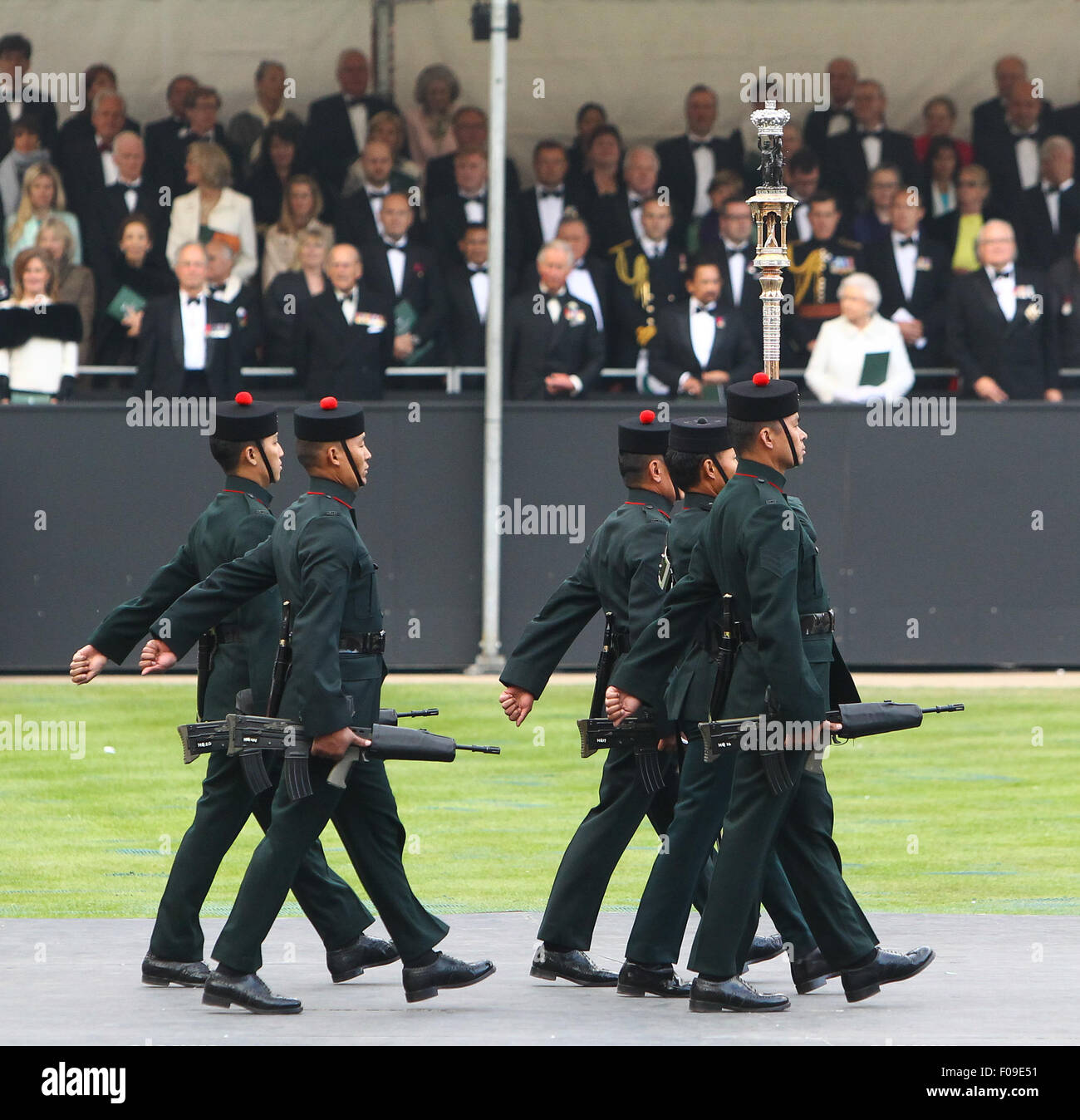 The Queen, accompanied by other senior Royals and the Sultan of Brunei ...