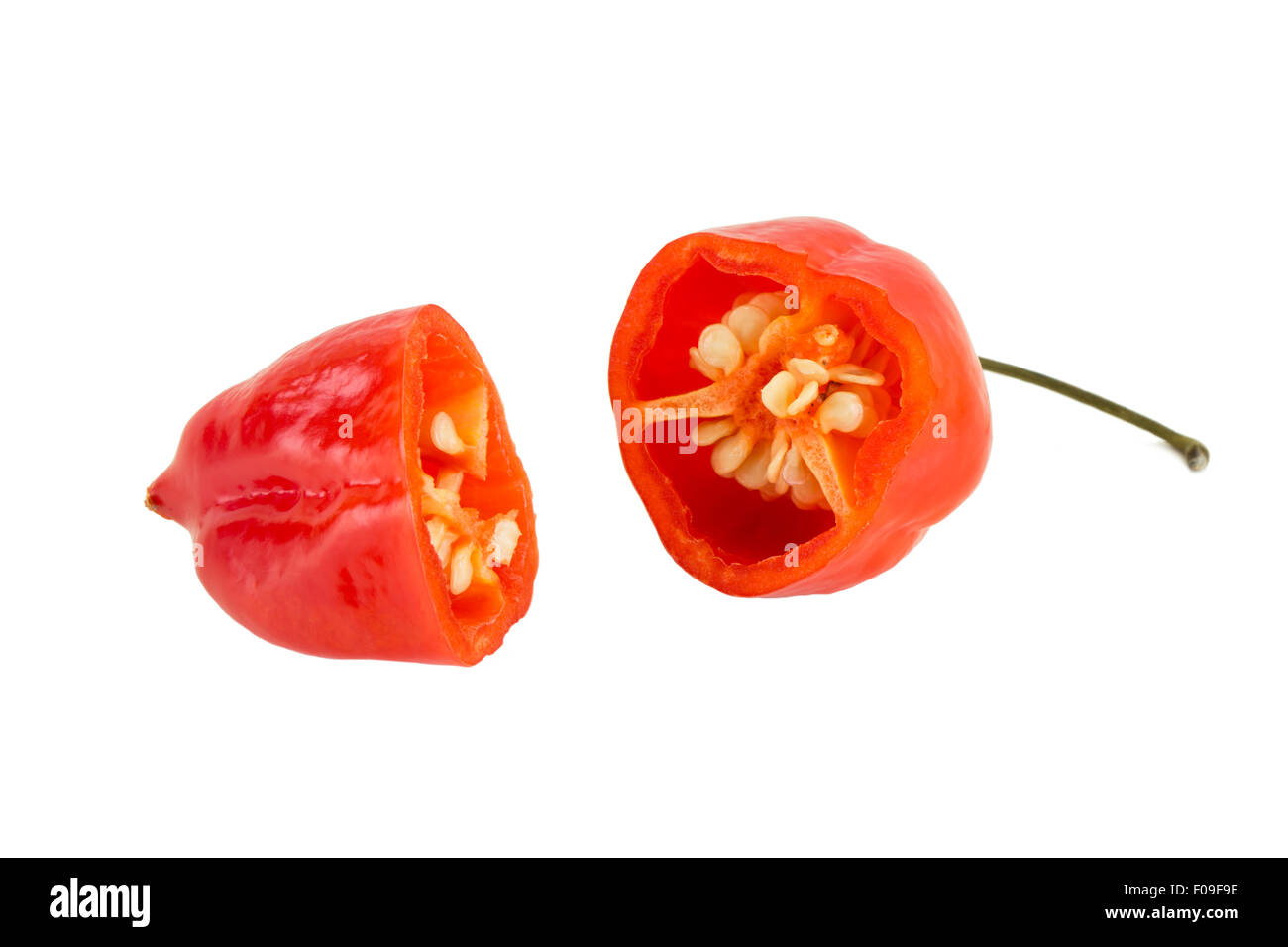 Red chili pepper cut in Cut Out Stock Images & Pictures - Alamy
