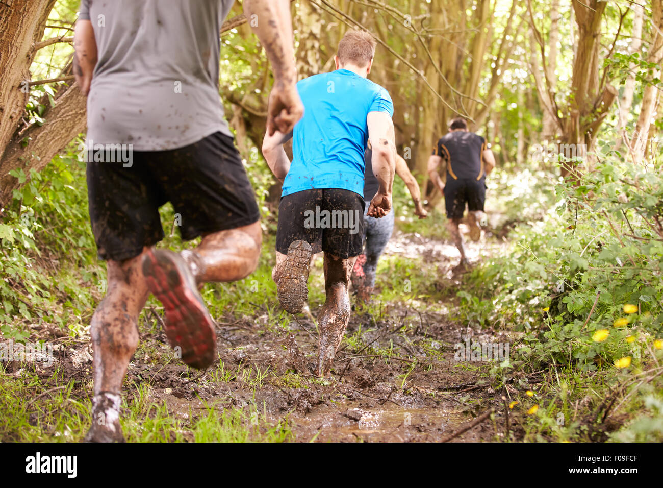 Competitors running in a forest at an endurance event Stock Photo - Alamy