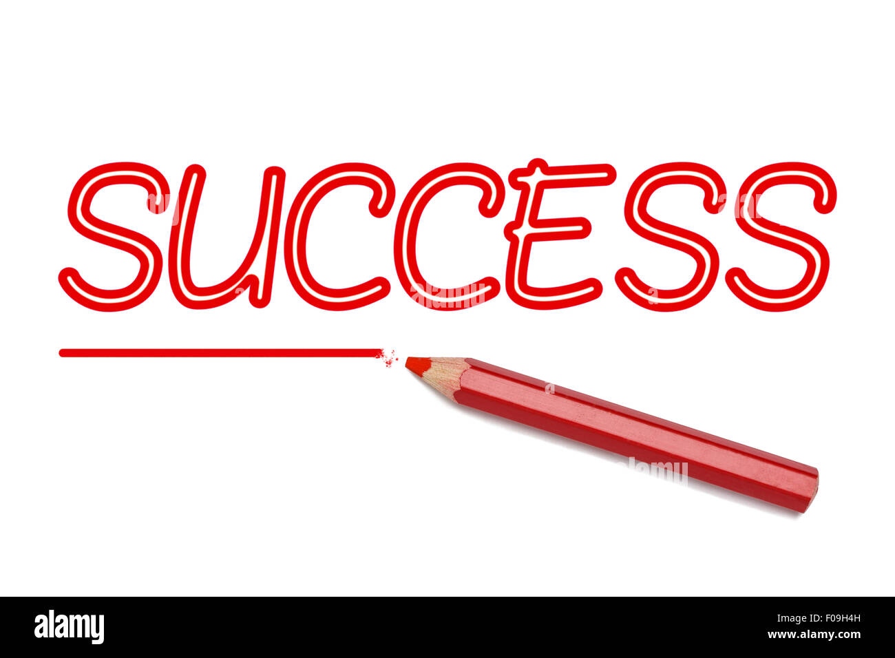 Success text written red pencil white background. Business concept ...