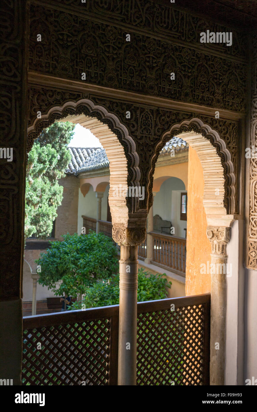 Alhambra palace located in Granada (Spain) is a master pice of the ...