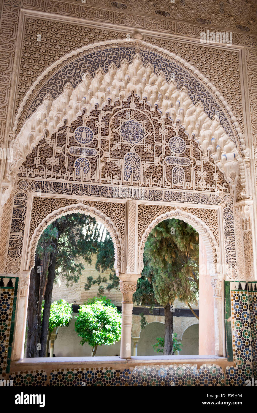 Alhambra palace located in Granada (Spain) is a master pice of the ...