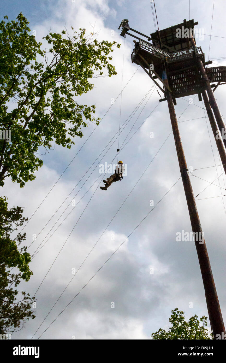 100 foot drop during zipline adventure at Branson Zipline Canopy Tours ...