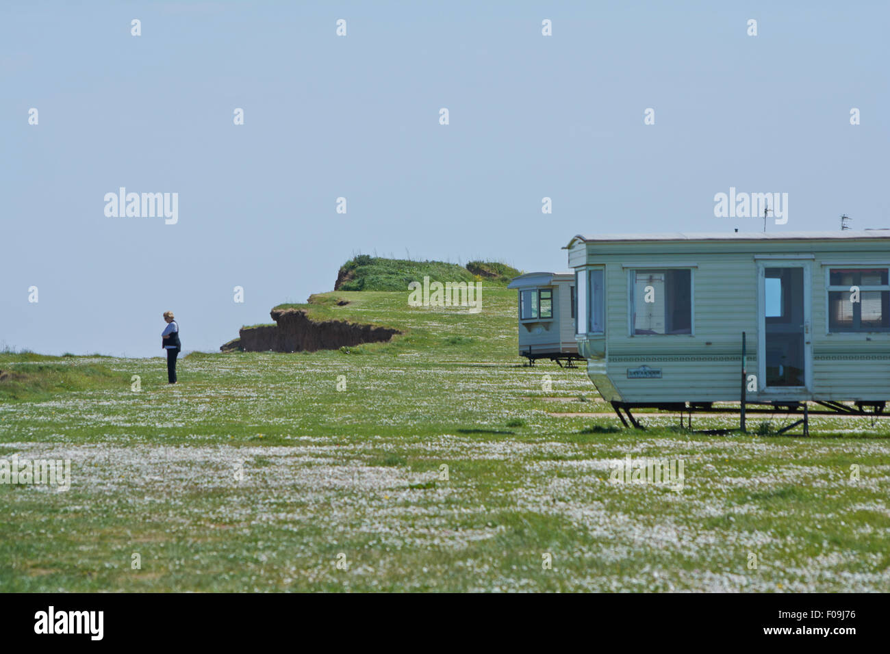Caravans on the cliff at Aldborough, Yorkshire, England, UK Stock Photo ...