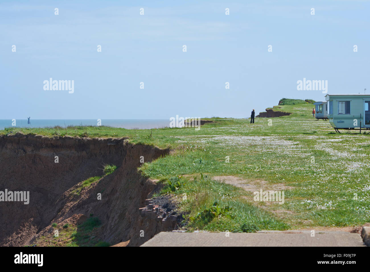 Caravans on the cliff at Aldborough, Yorkshire, England, UK Stock Photo ...