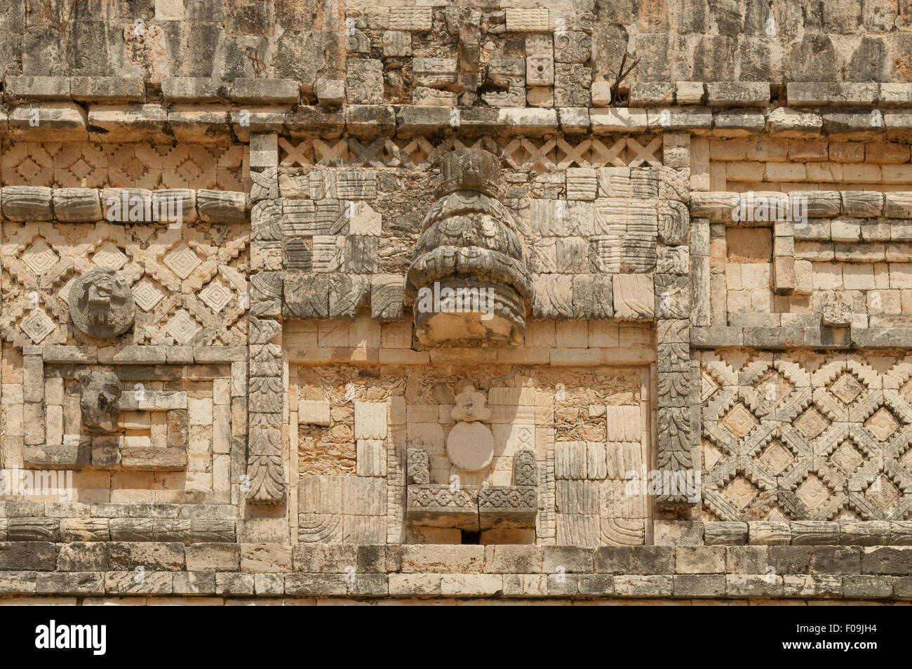 Nunnery Quadrangle Wall Detail, Uxmal, Mexico Stock Photo - Alamy