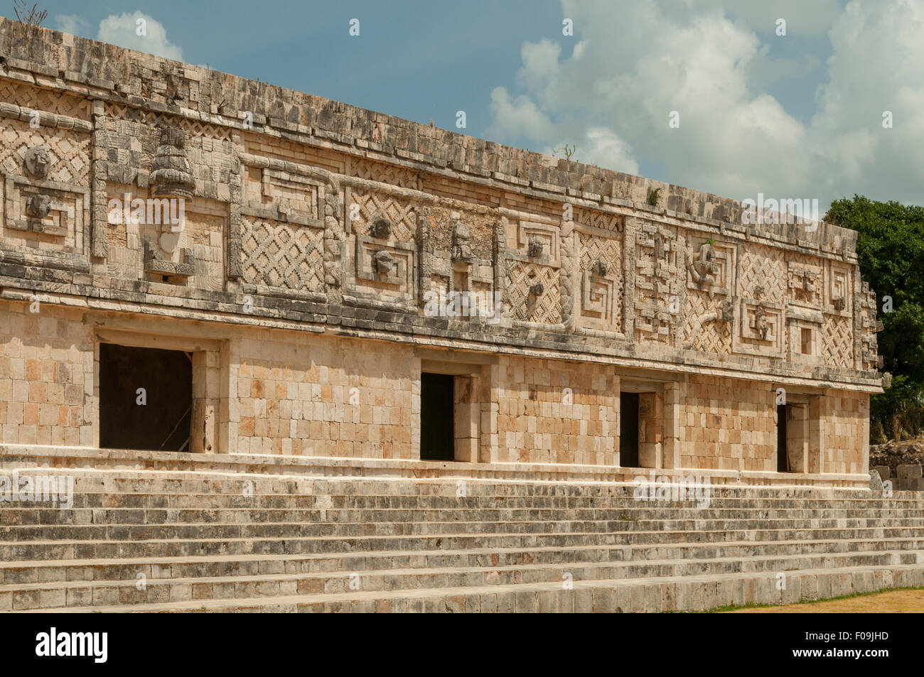 Nunnery Quadrangle Wall, Uxmal, Mexico Stock Photo - Alamy