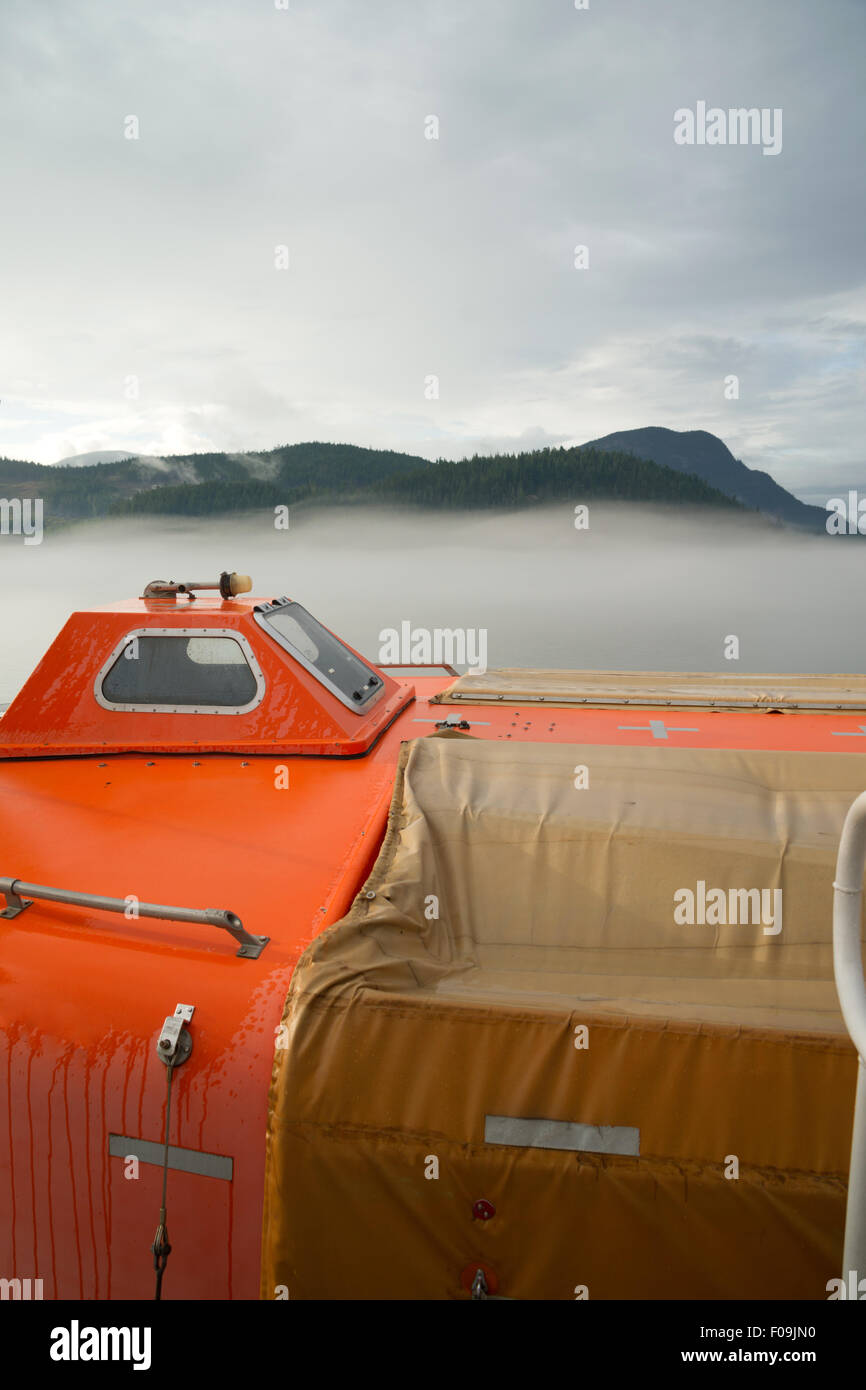 A pod designed to save 150 people is secured to a ferry boat Stock ...