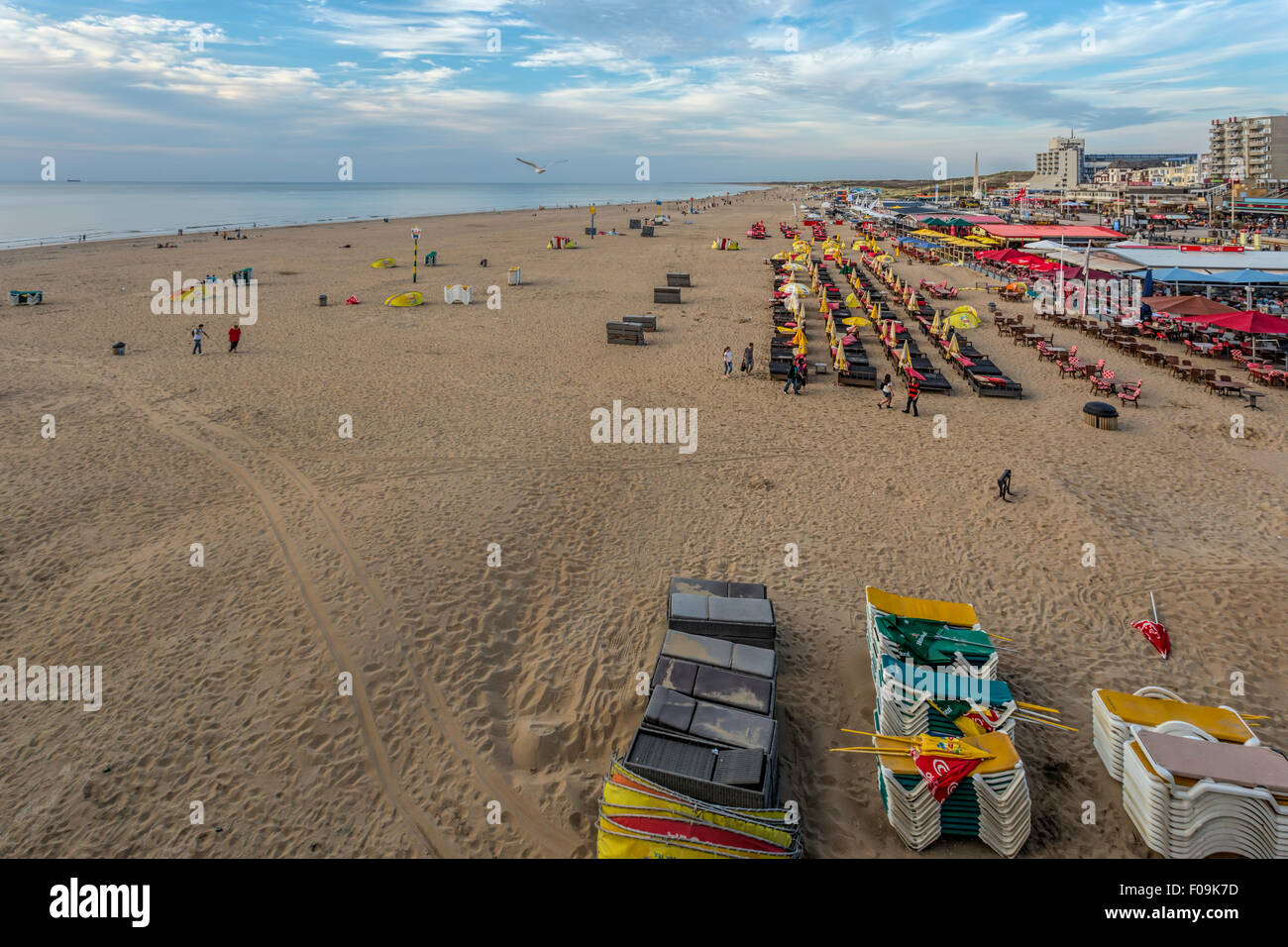 Panoramic view from Scheveningen Pier on the beach, The Hague, South ...