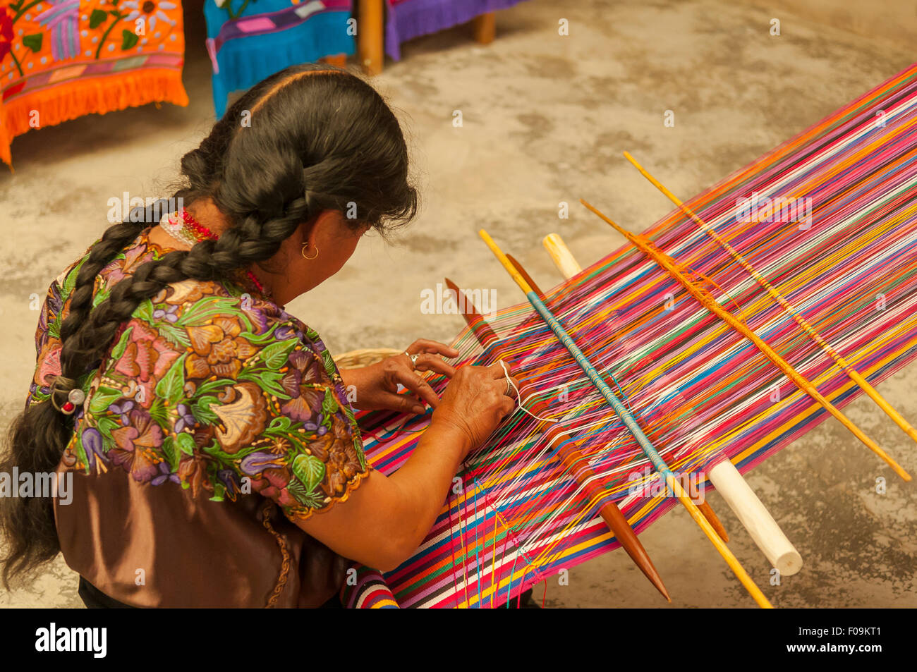Weaver at work at Zinacantan, Mexico Stock Photo - Alamy