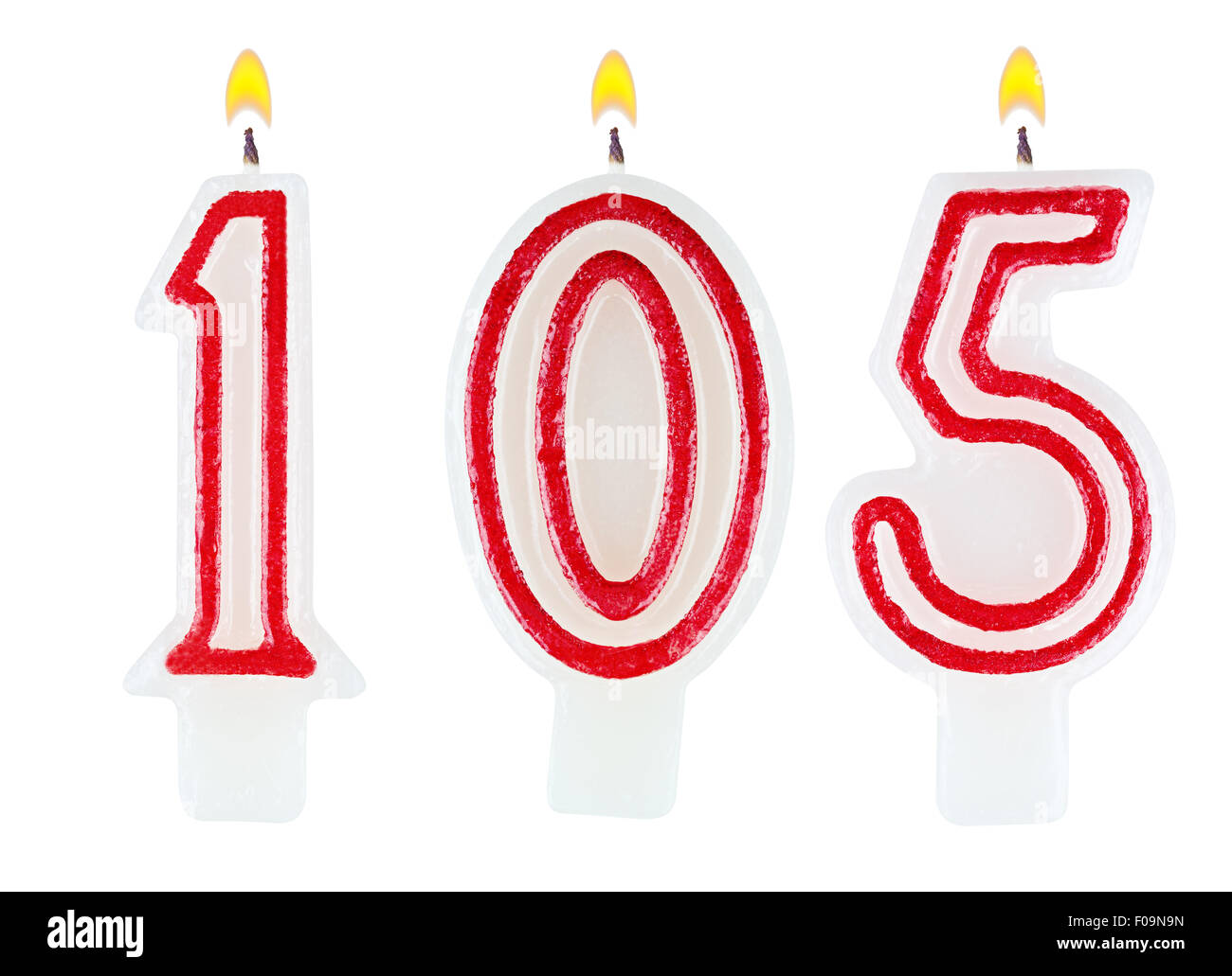 candles number one hundred five isolated on white background Stock ...
