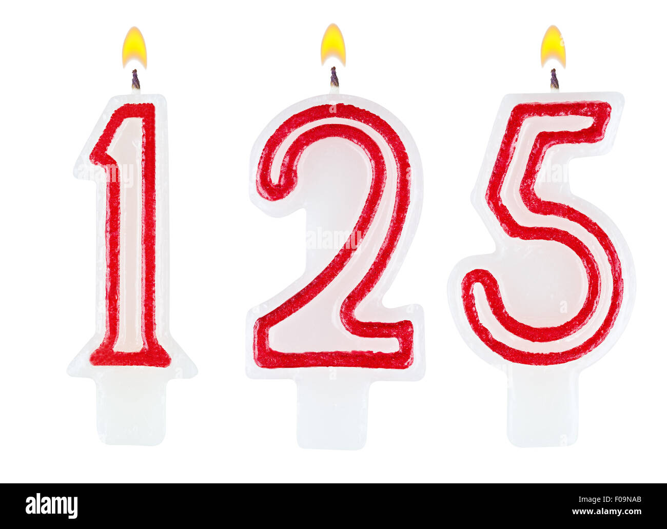 candles number one hundred twenty five isolated on white background ...
