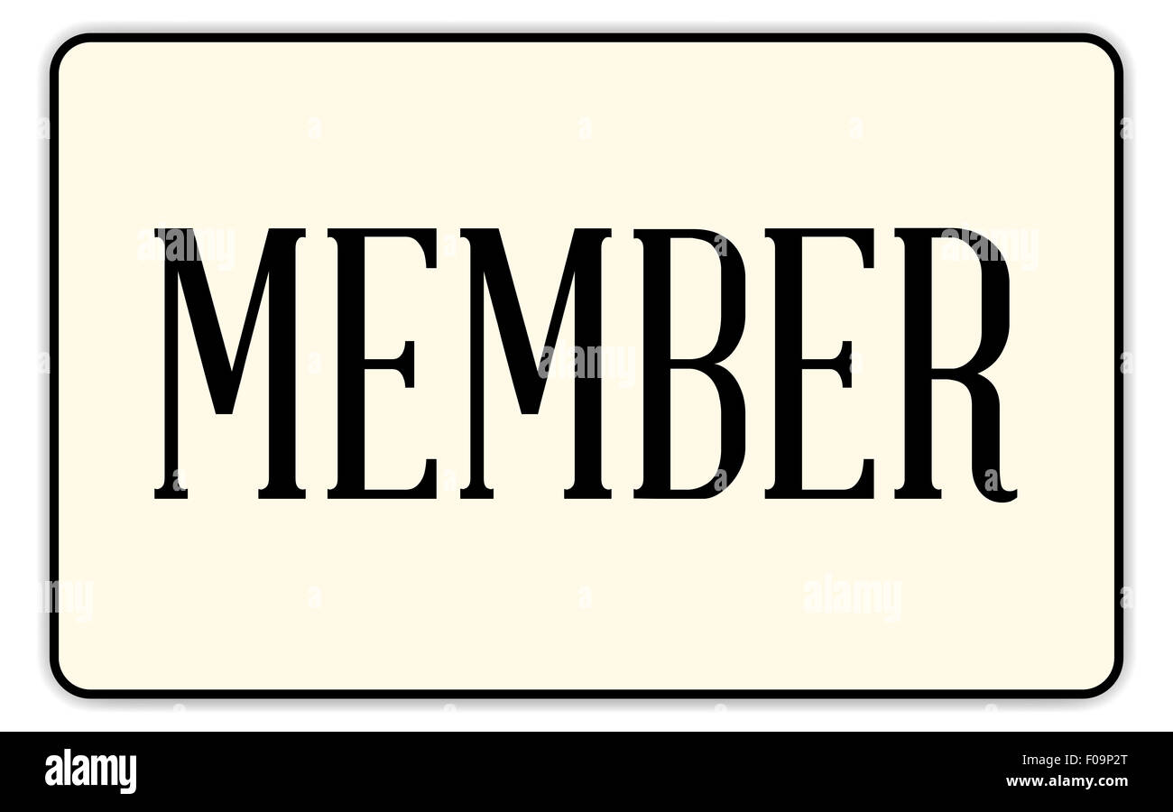 A member badge with text over a white background Stock Photo - Alamy