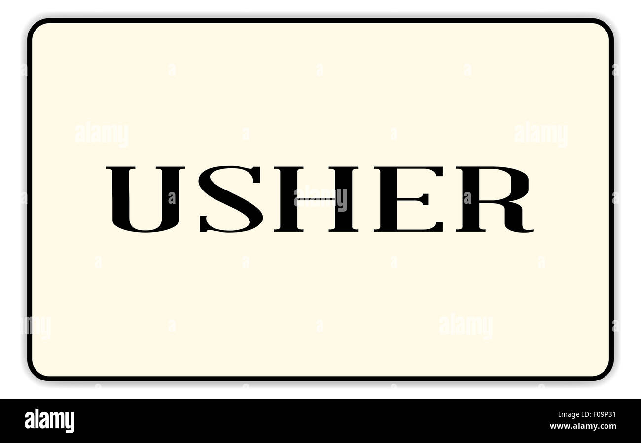 Usher badge with text over a white background Stock Photo - Alamy
