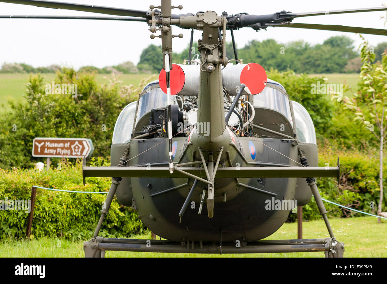 Rear view of a Westland Scout helicopter on display outdoors at the ...