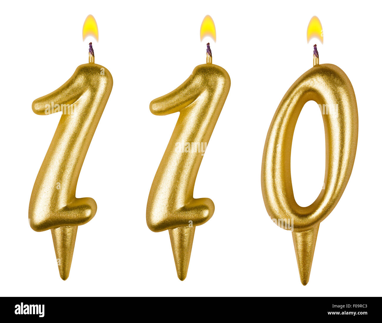 candles number one hundred ten isolated on white background Stock Photo ...