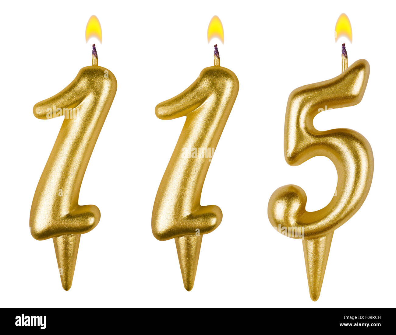 candles number one hundred fifteen isolated on white background Stock ...