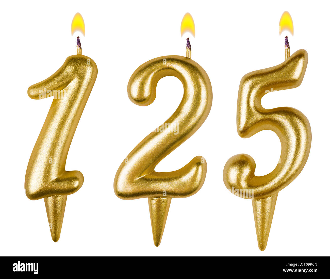 candles number one hundred twenty five isolated on white background ...