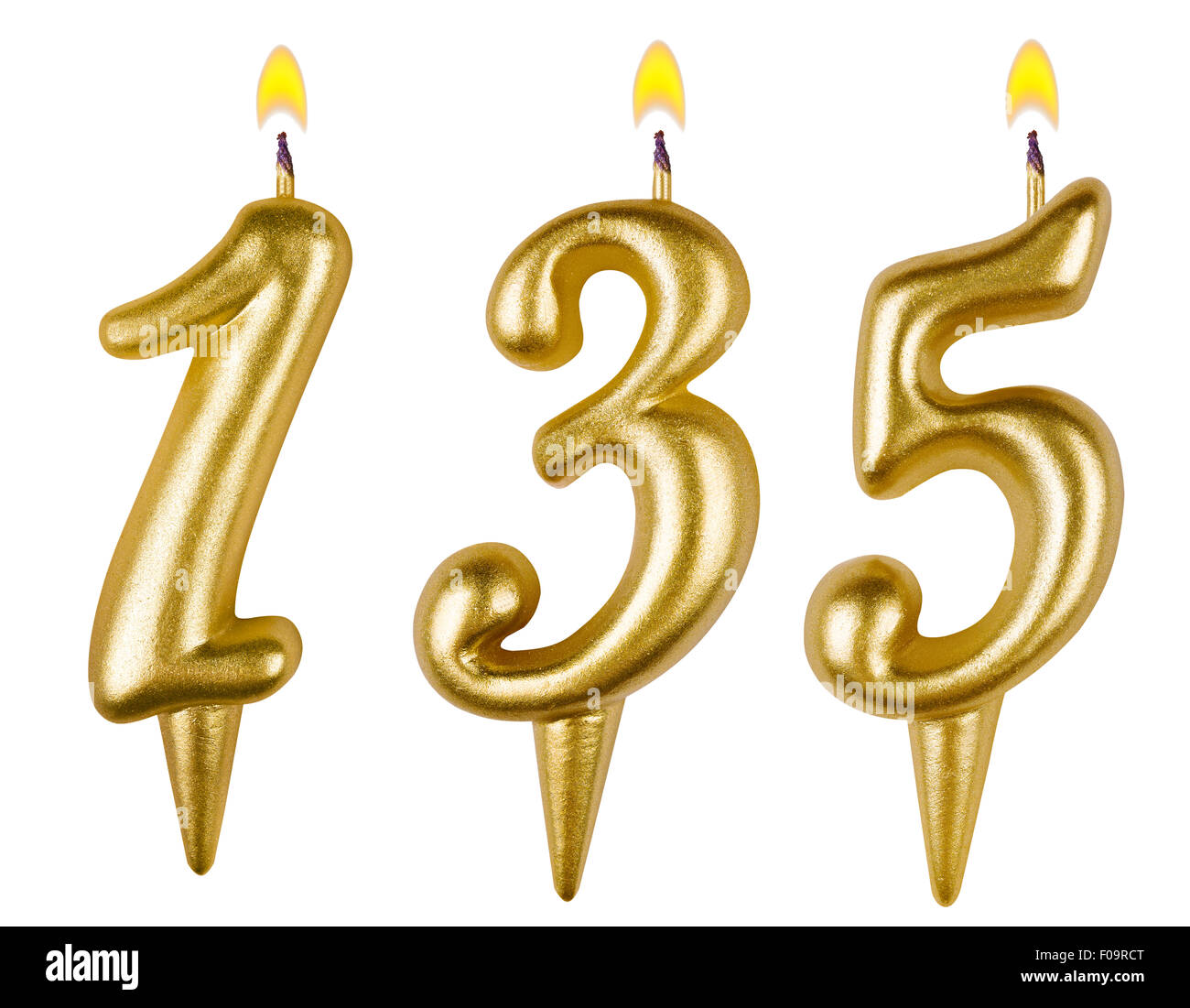 candles number one hundred thirty five isolated on white background ...