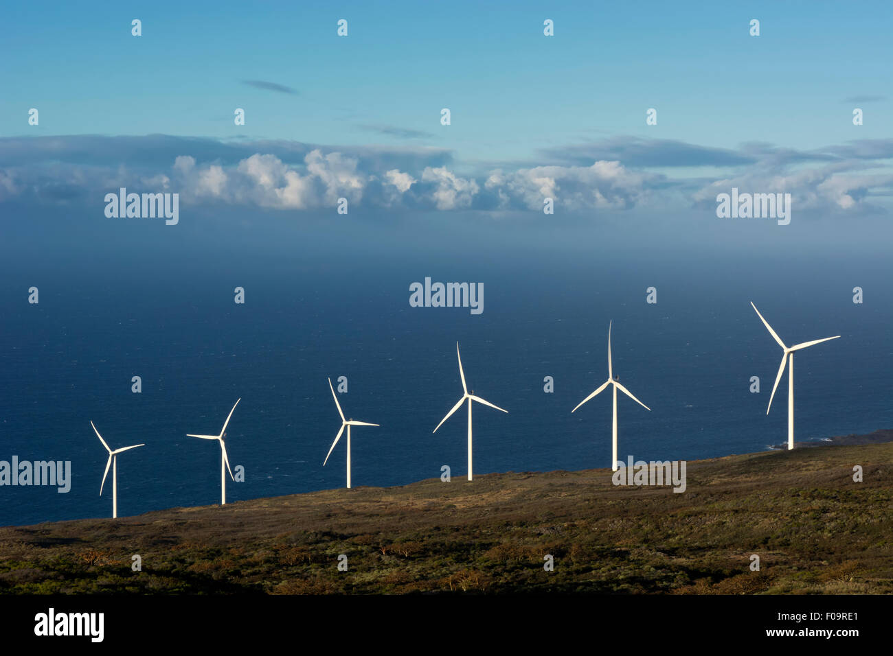The Auwahi Wind Farm on the south side of Maui, Hawaii Stock Photo - Alamy