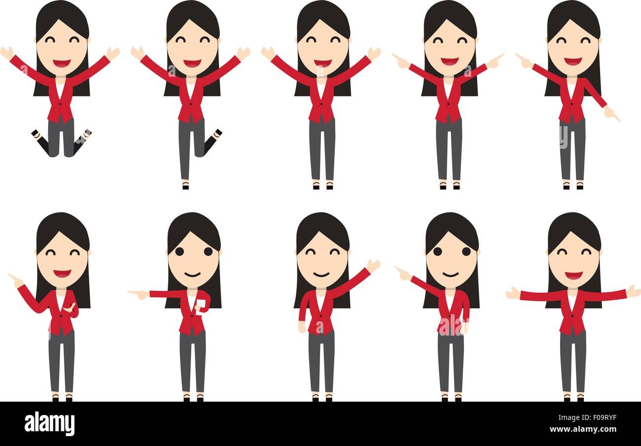 Set of business woman characters in movement, vector Stock Vector Image ...