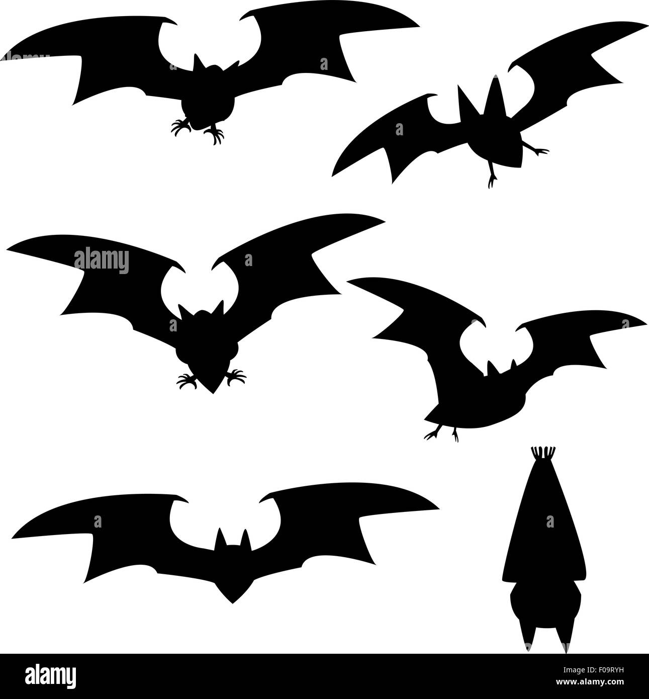 Set bat cartoon flying Black and White Stock Photos & Images - Alamy