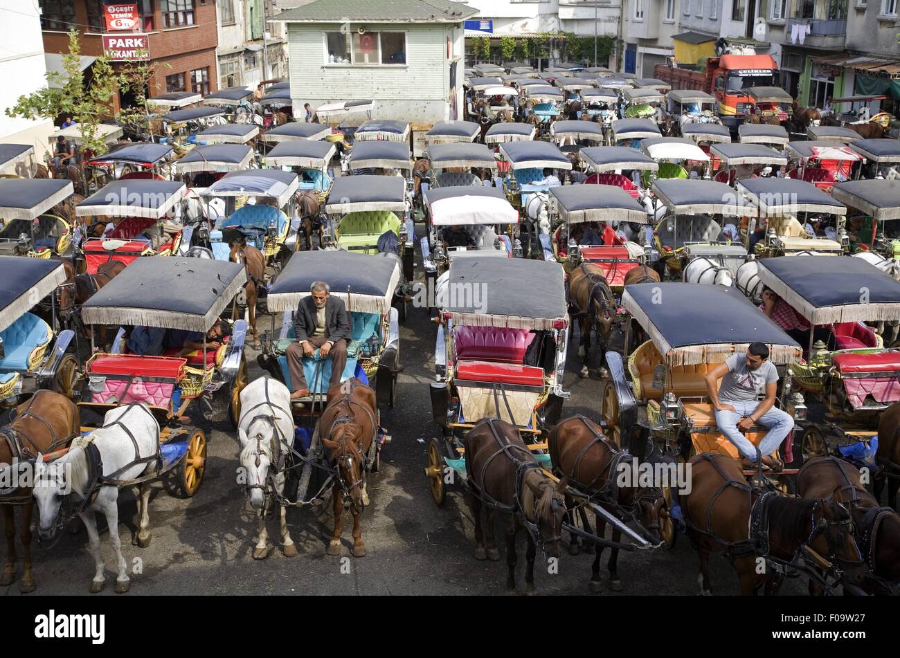 View of busy street in Buyukada Island, Istanbul, Turkey Stock Photo ...