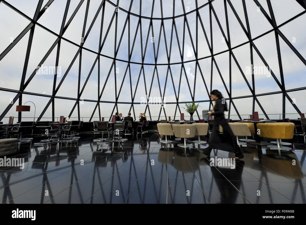 Interior Of The Gherkin Restaurant 30 St Mary Axe London UK Stock